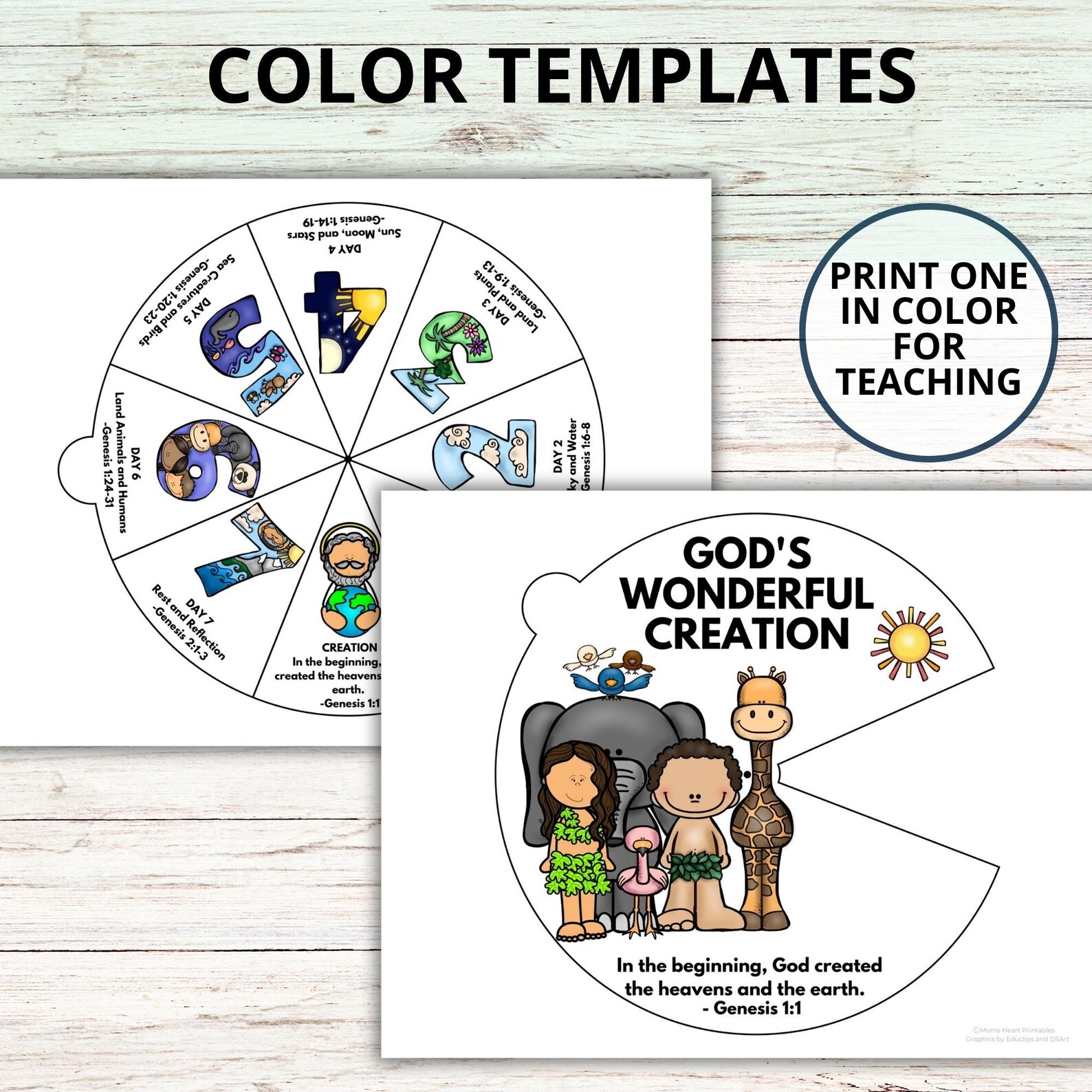 Days of Creation Bible Spinner Wheel Sunday School Craft Printable ...