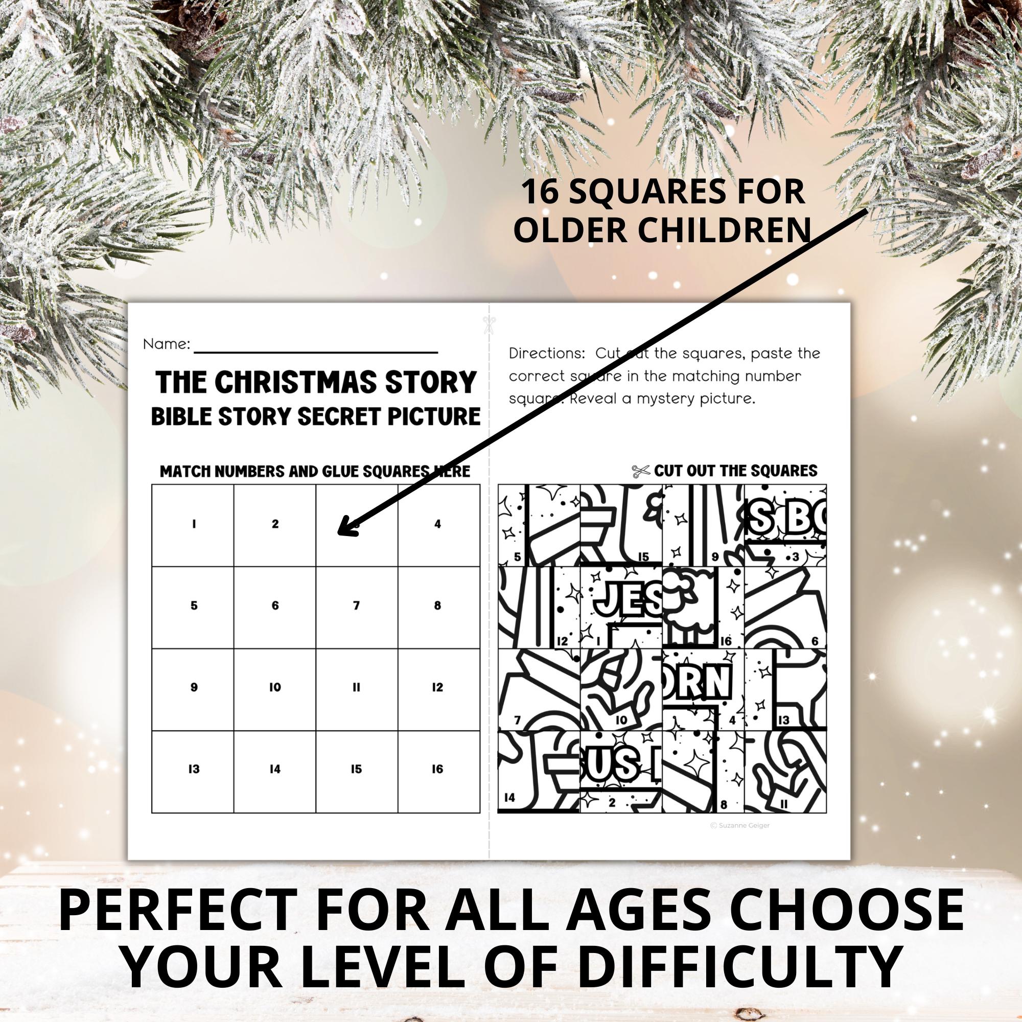 Birth of Jesus Bible Coloring Craft Secret Picture Activity, Christmas ...