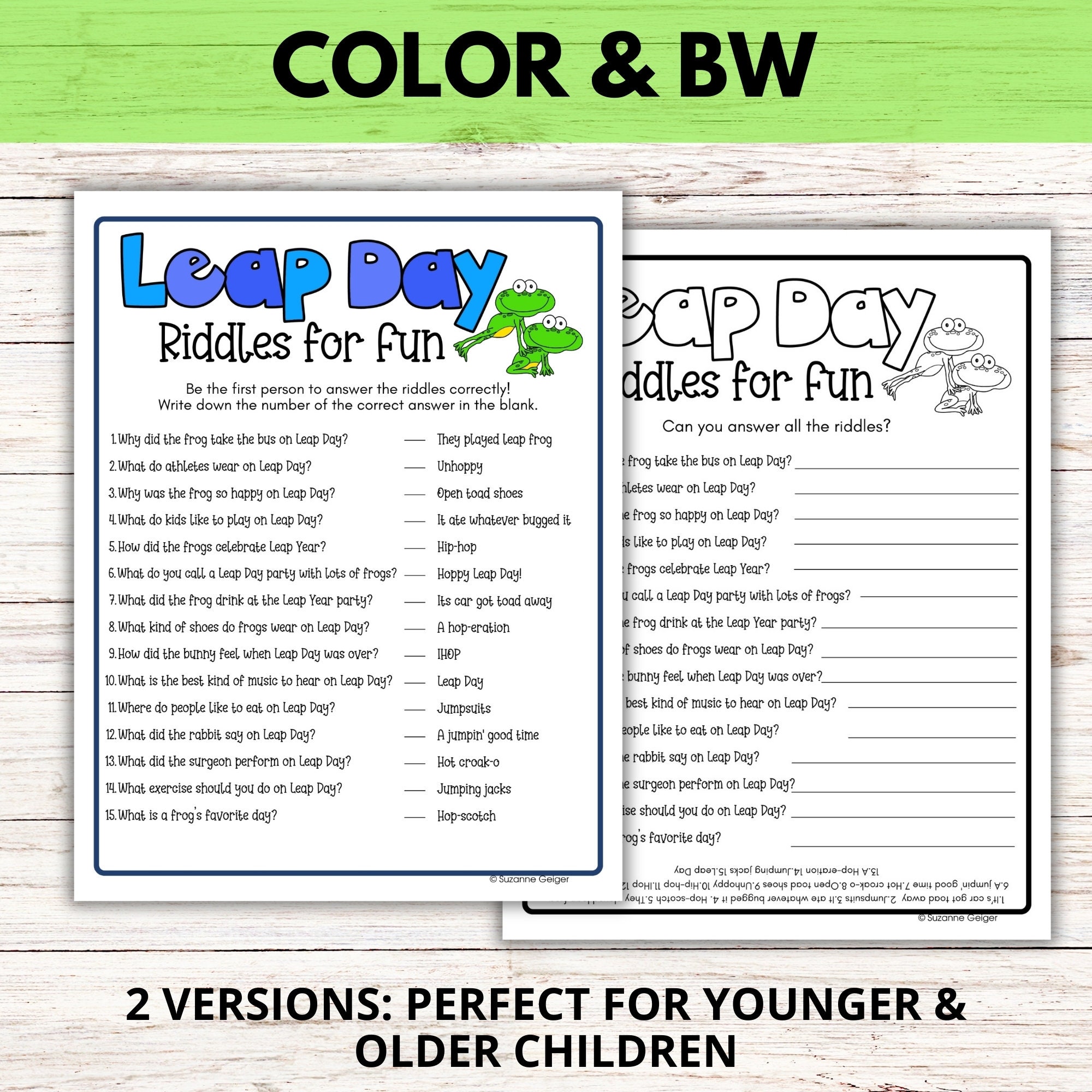 Leap Year Riddle Party Games for Kids, Leap Day 2024 Printable Games ...