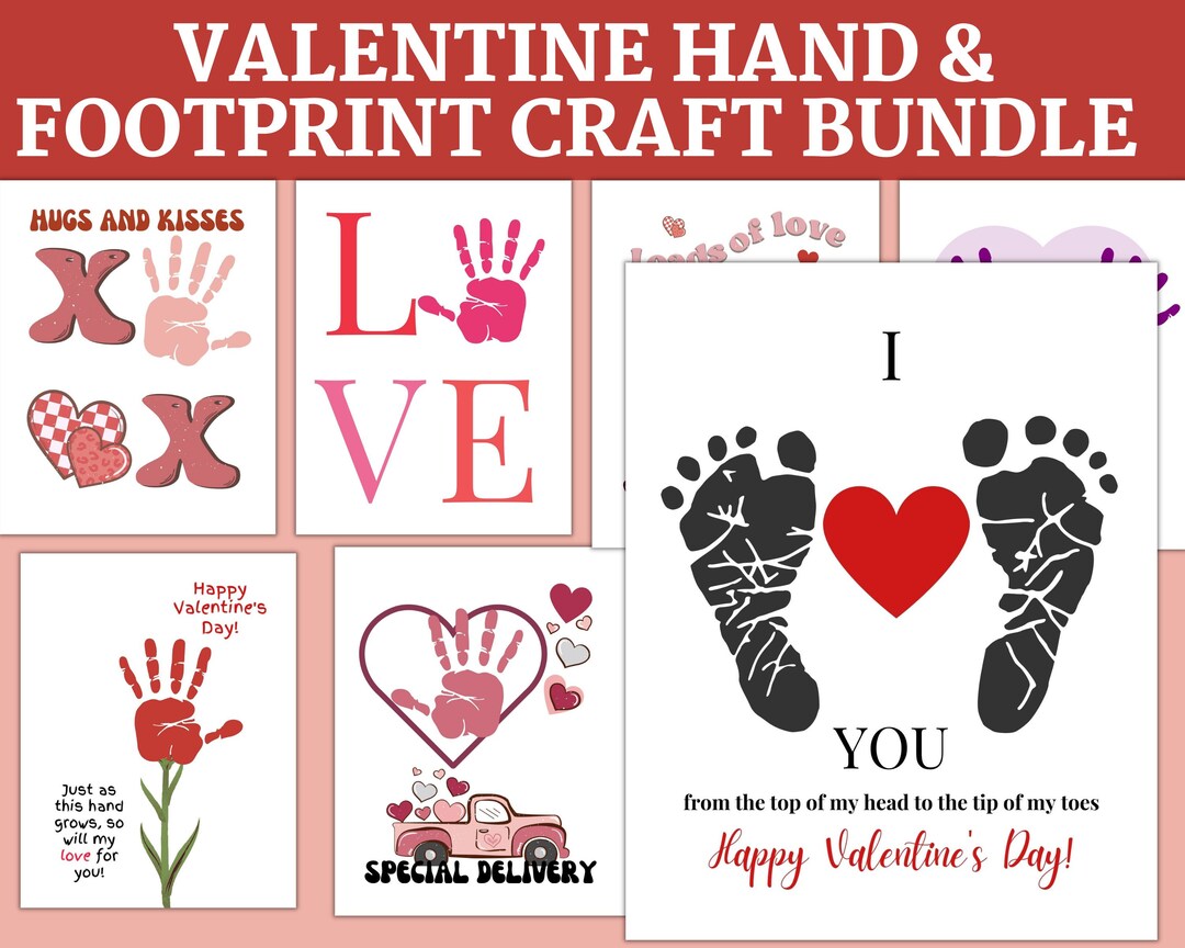 Valentine's Day Handprint Craft Bundle, Handprint Art Toddler and ...