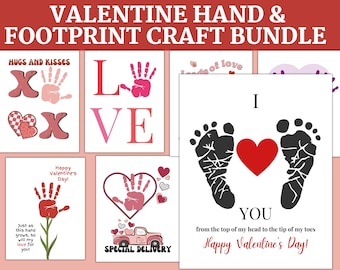 Valentine Handprint Keepsake Template. Footprint Art. V-DAY - Etsy