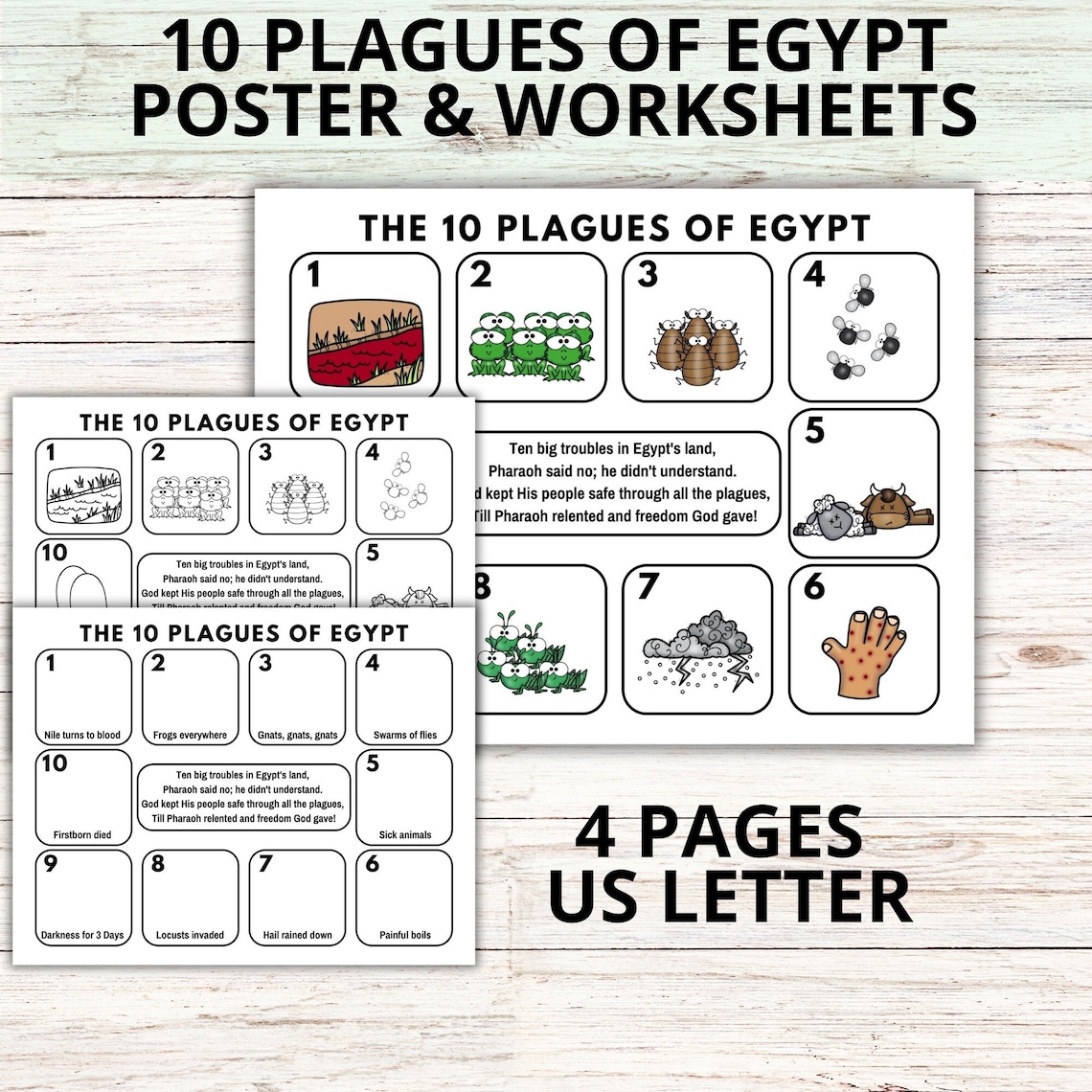 Ten Plagues of Egypt Bible Activity Sheets, Exodus Sunday School Lesson ...