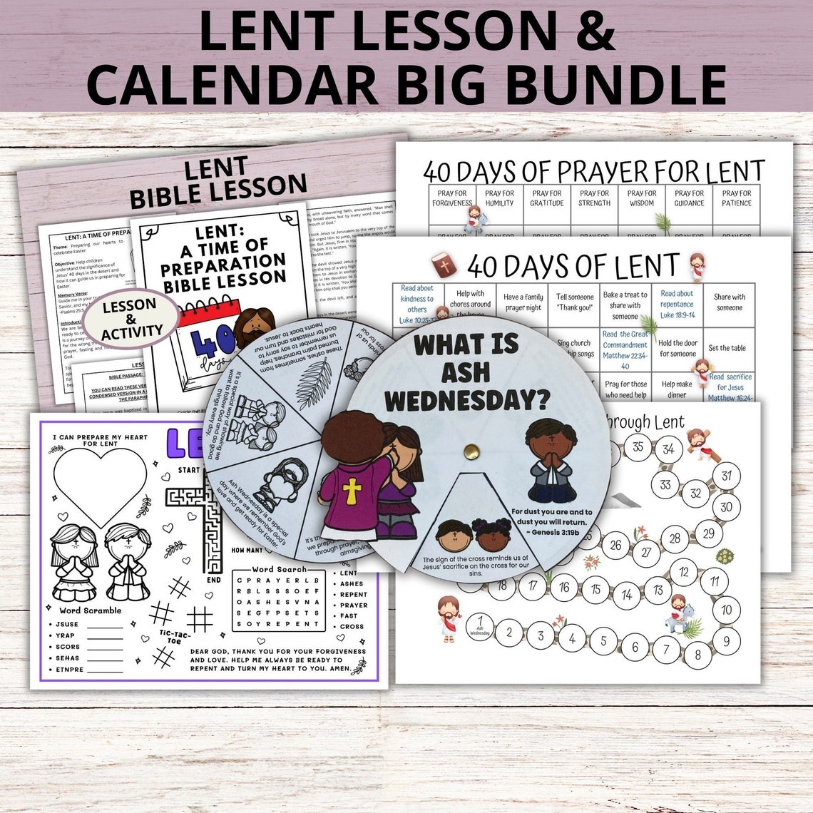40 Days of Lent Calendar Activities Bundle for Kids, Lent Lesson for ...