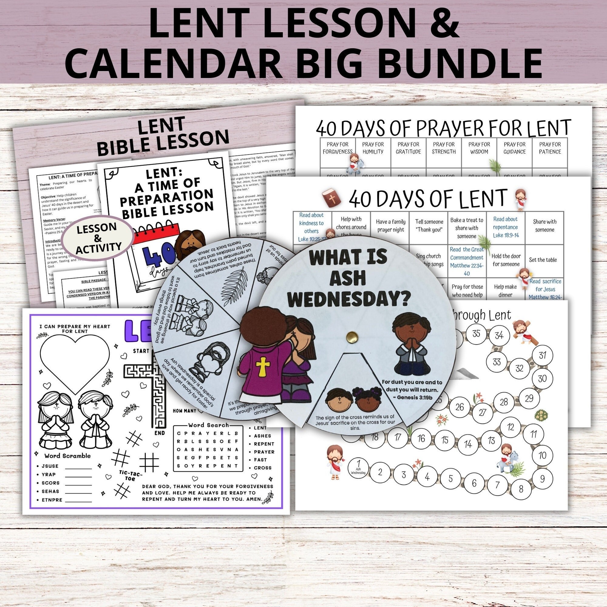 40 Days of Lent Calendar Activities Bundle for Kids, Lent Lesson for ...