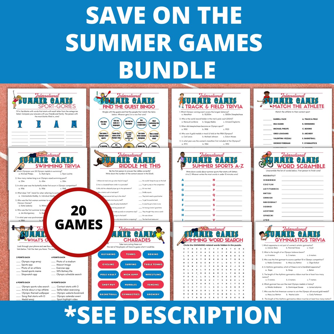Gymnastics Trivia Party Game for Teens, Gymnastics Summer Games 2024 ...
