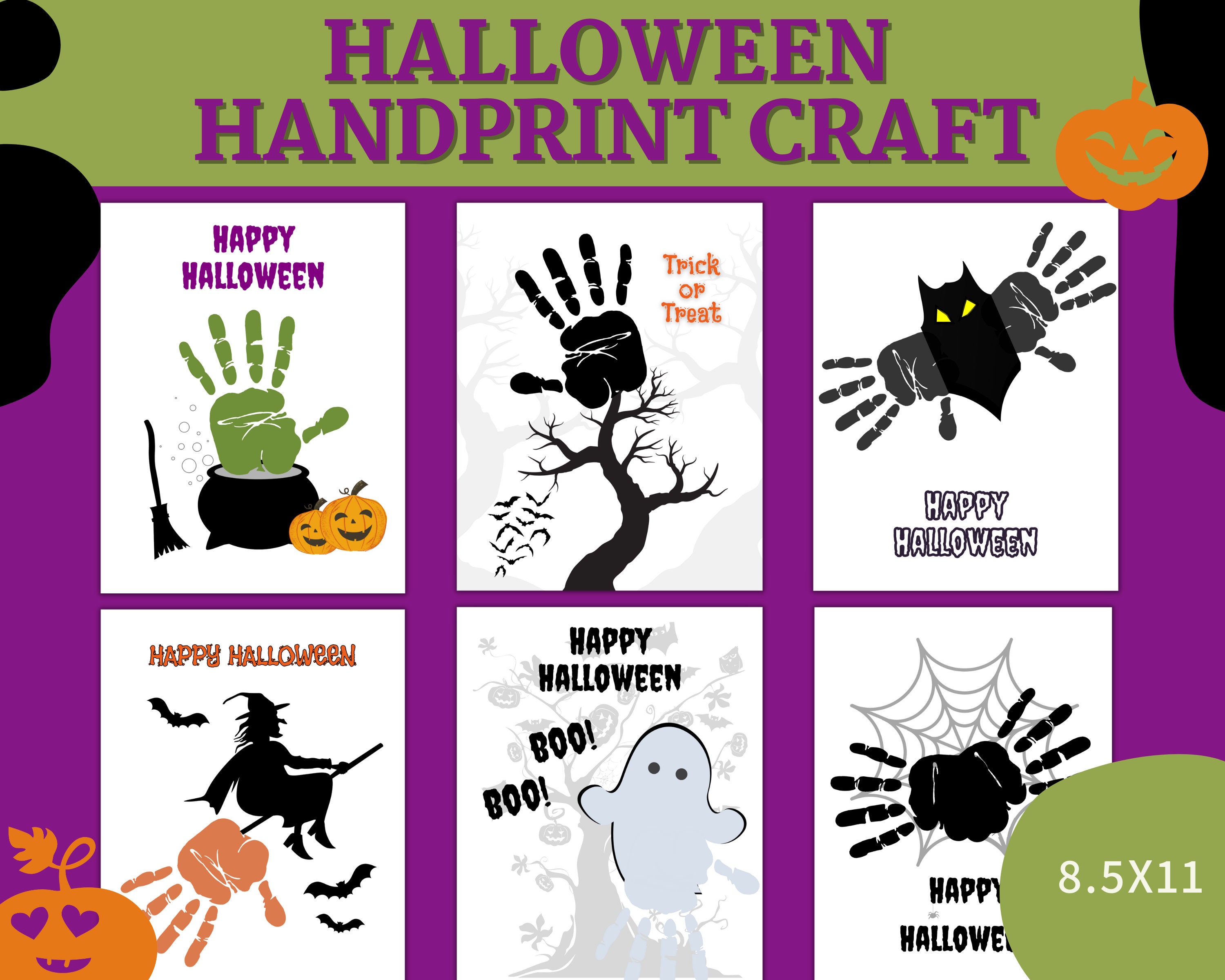 Halloween Handprint Craft, October Handprint Activity for Toddlers ...