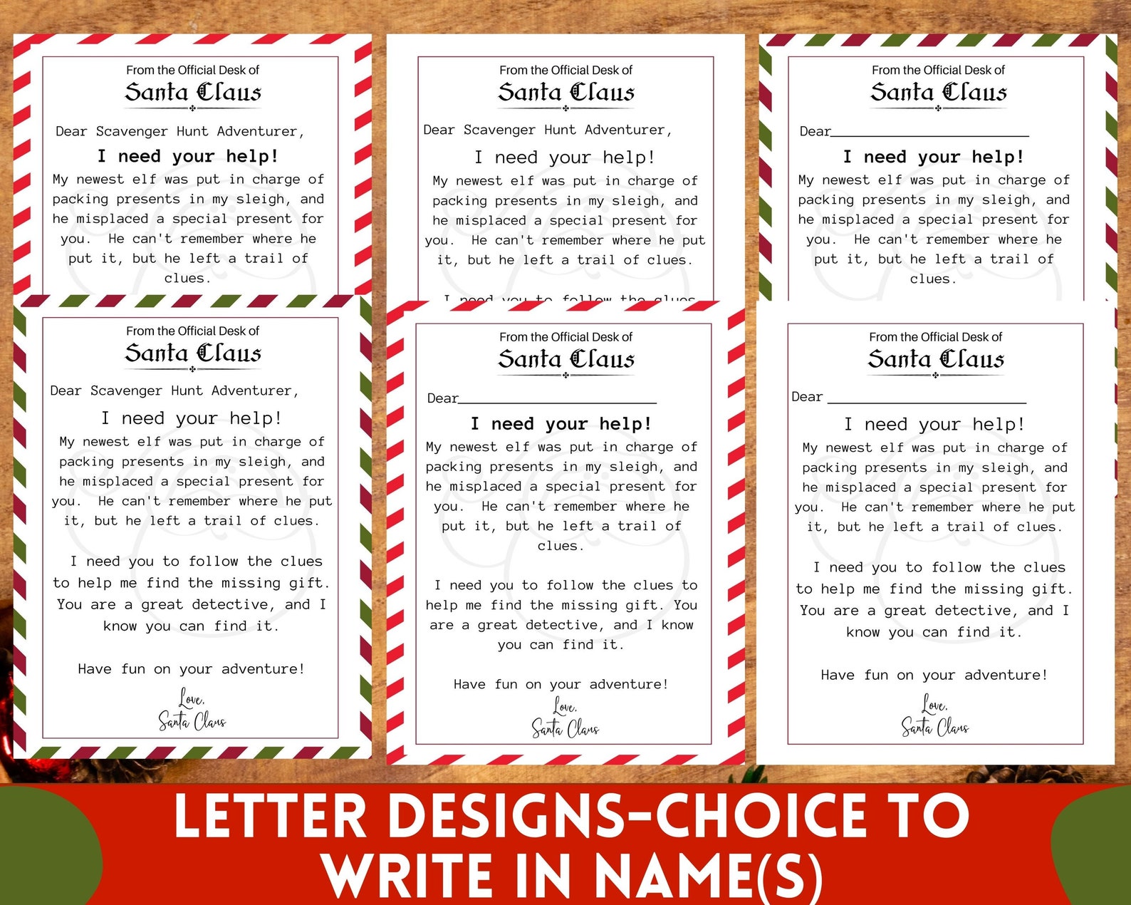 Santa Letter Indoor Christmas Scavenger Hunt for Kids, Printable ...
