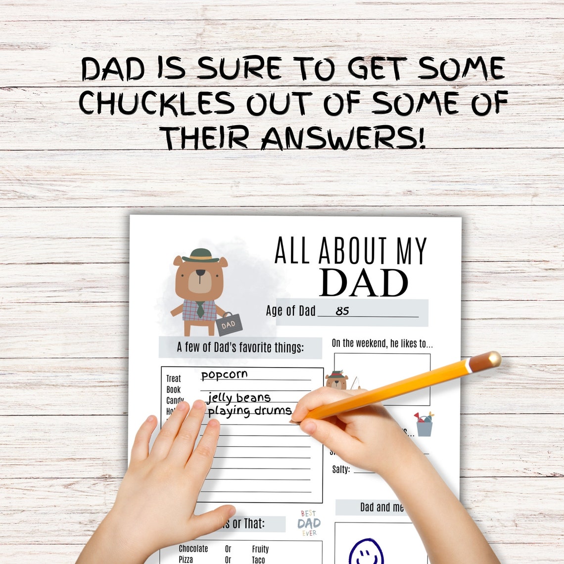 All About My Dad Fathers Day Questionnaire Gift for Dad, DIY Printable ...