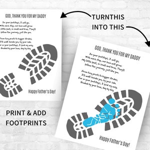 Fathers Day Church Nursery Footprint Craft Gift for Dad, DIY Printable ...