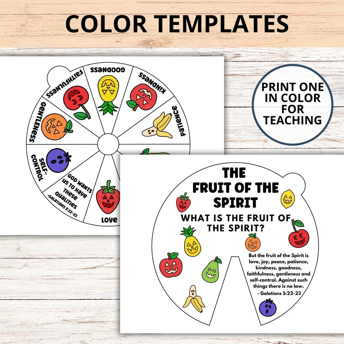 Fruit of the Spirit Bible Wheel Craft Printable, Sunday School Coloring ...