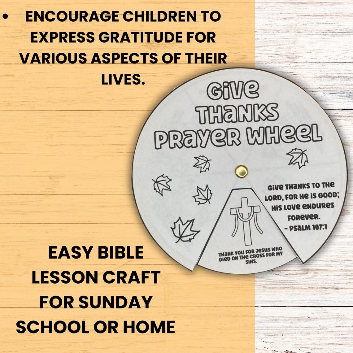 Give Thanks Thanksgiving Prayer Coloring Wheel, Sunday School Gratitude ...