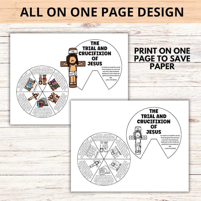 Jesus's Trial and Crucifixion Holy Week Bible Coloring Wheel Craft for ...