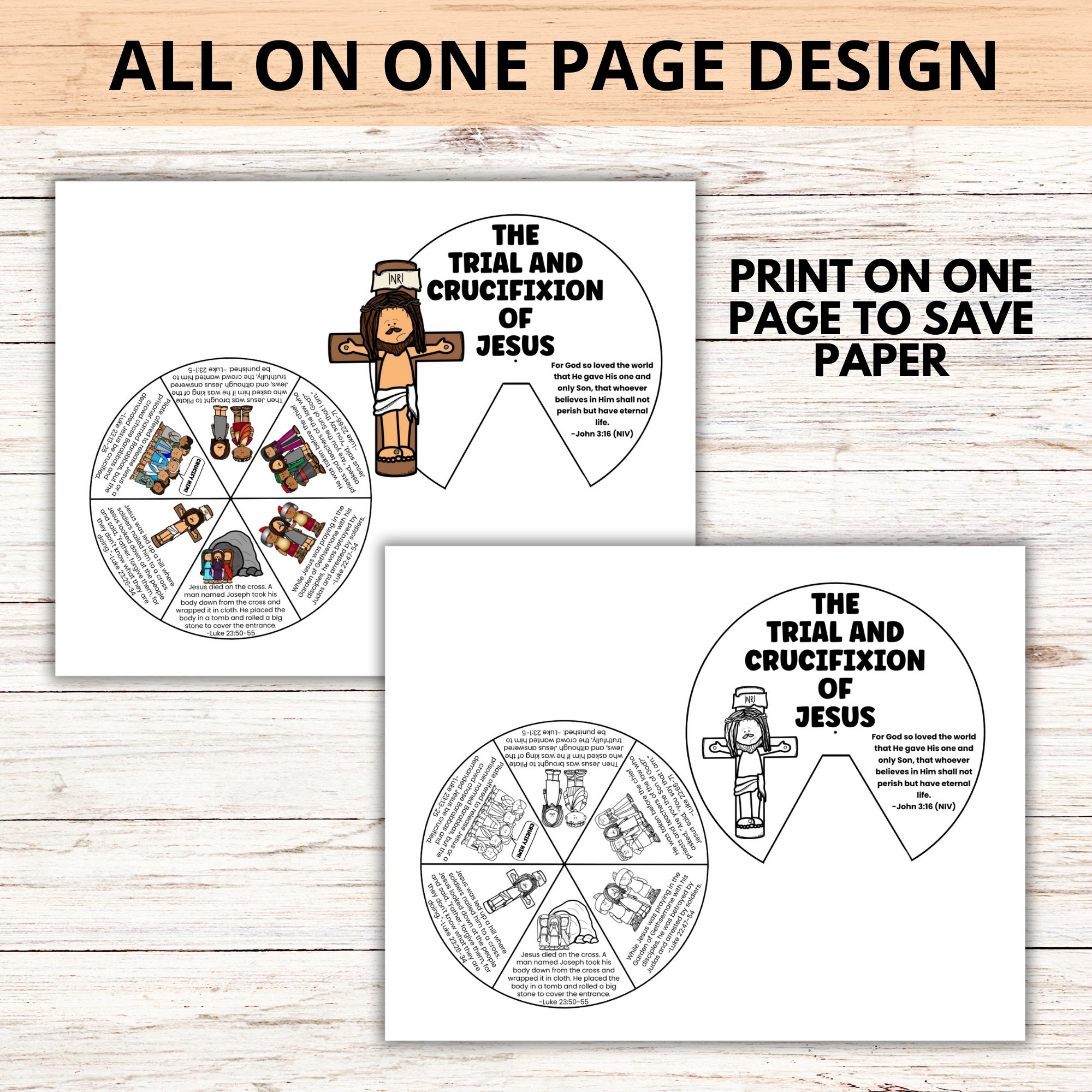 Jesus's Trial and Crucifixion Holy Week Bible Coloring Wheel Craft for ...