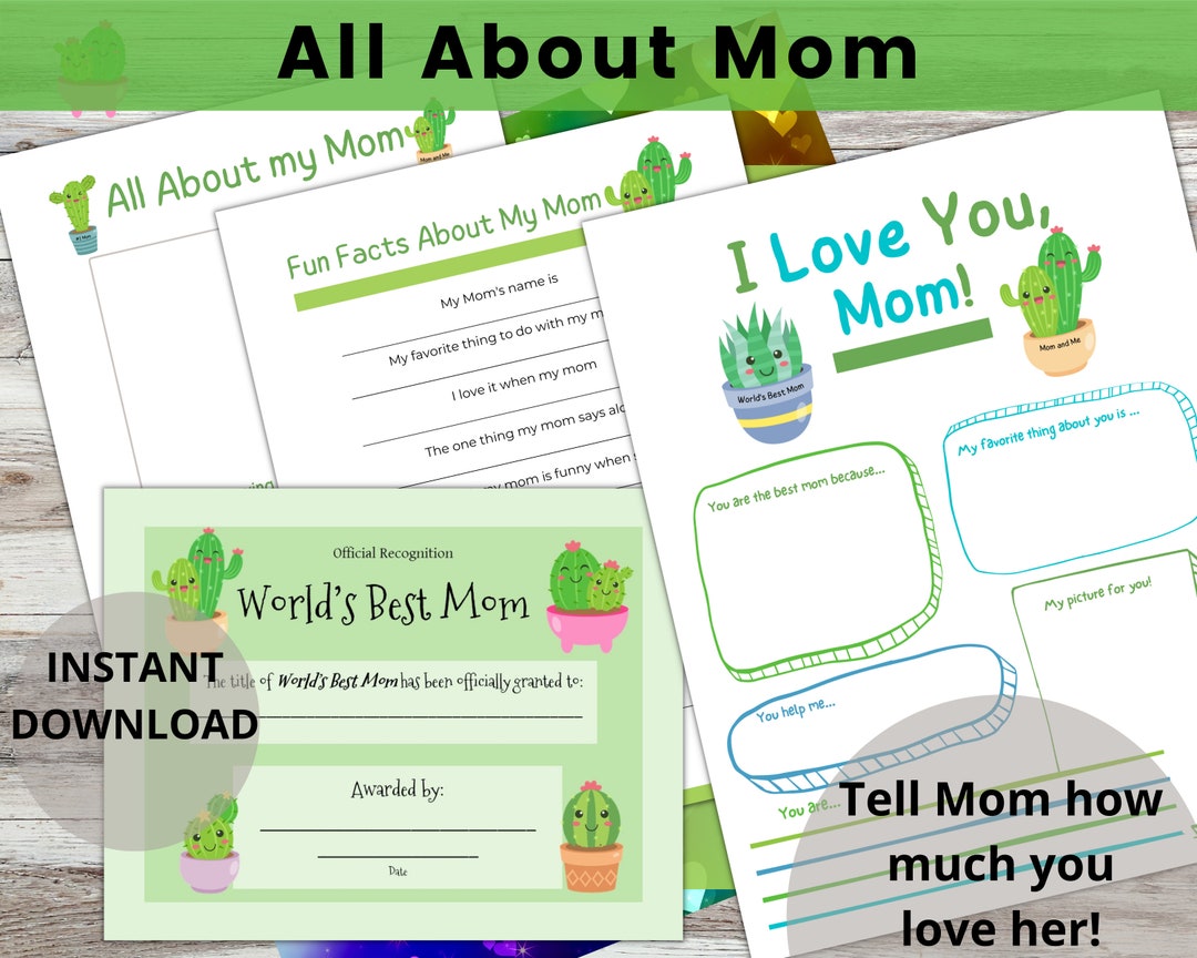 All About Mom Fun Facts Mother's Day Questionnaire fill in the Blank ...