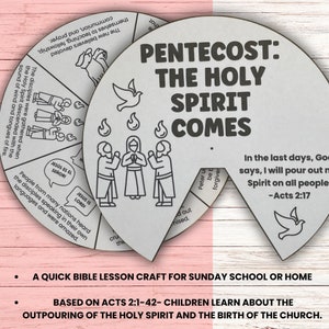 Pentecost Holy Spirit Comes Bible Wheel Craft Sunday School Lesson for ...
