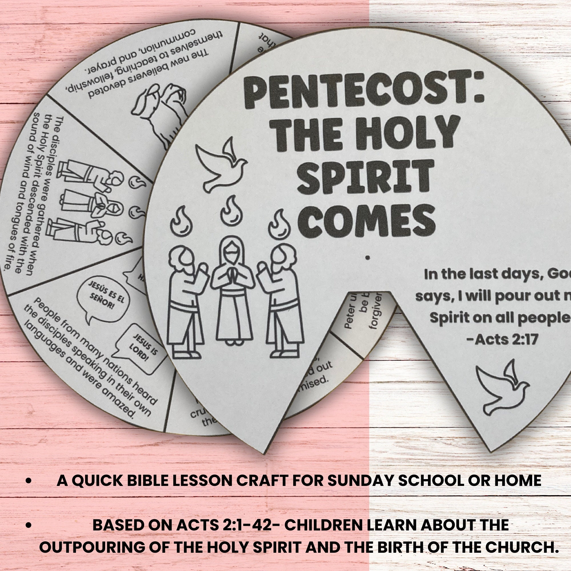 Pentecost Holy Spirit Comes Bible Wheel Craft Sunday School Lesson for ...