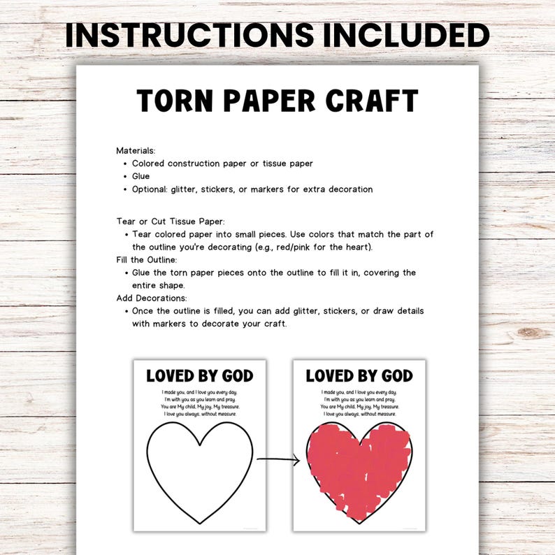 Loved by God Torn Paper Bible Craft, Valentine God Loves Me Preschool ...