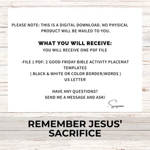 Good Friday Bible Activity Coloring Placemat, Christian Easter Sunday ...
