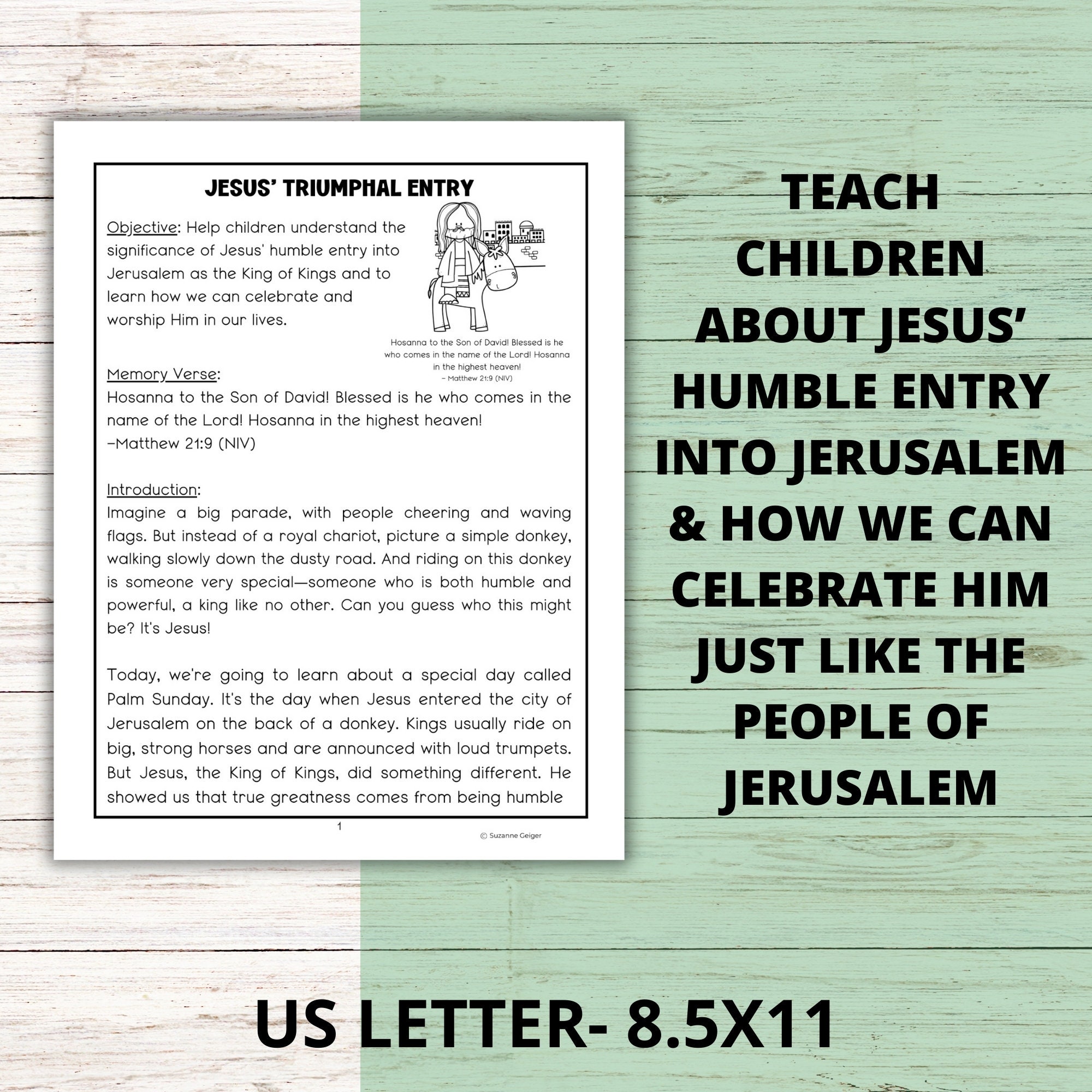 Palm Sunday Bible Lesson and Activity, Triumphal Entry Printable Bible ...