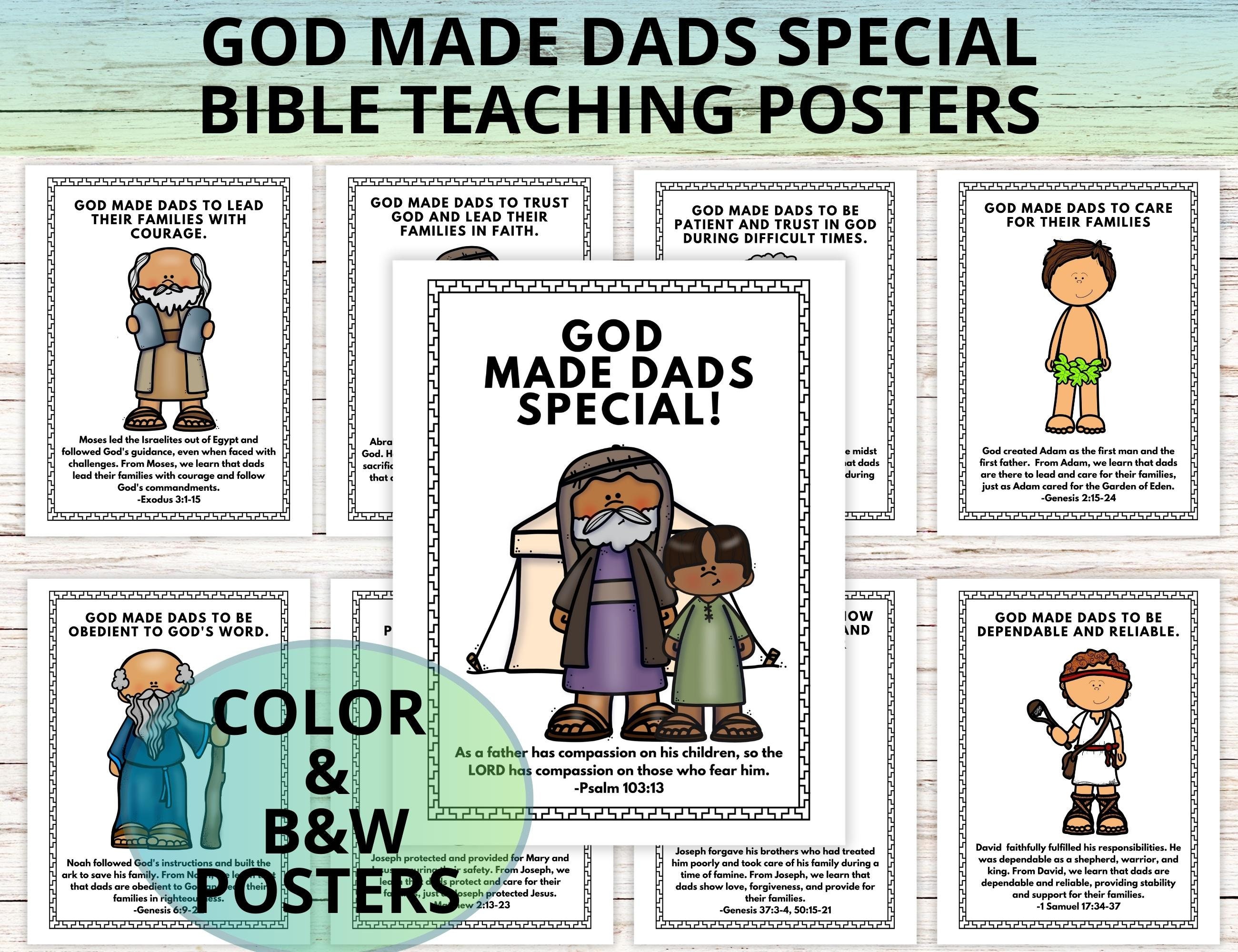 Fathers Day Bible Lesson Teaching Posters and Craft, Dads of the Bible ...