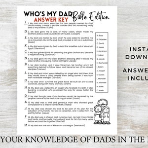 Fathers Day Fathers of the Bible Printable Trivia Game for Church and ...