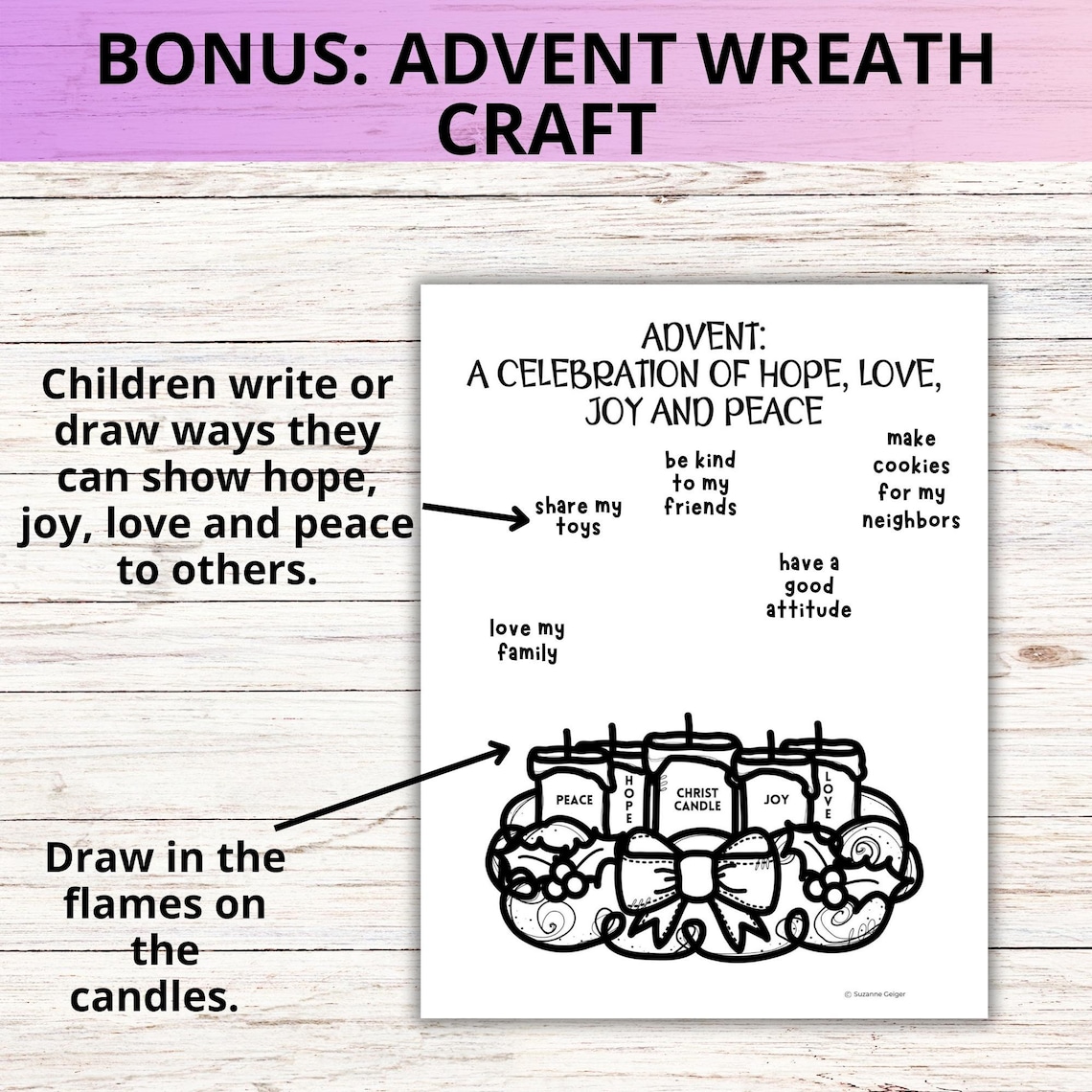 Advent Bible Lesson and Advent Wreath Coloring Christmas Craft Activity ...