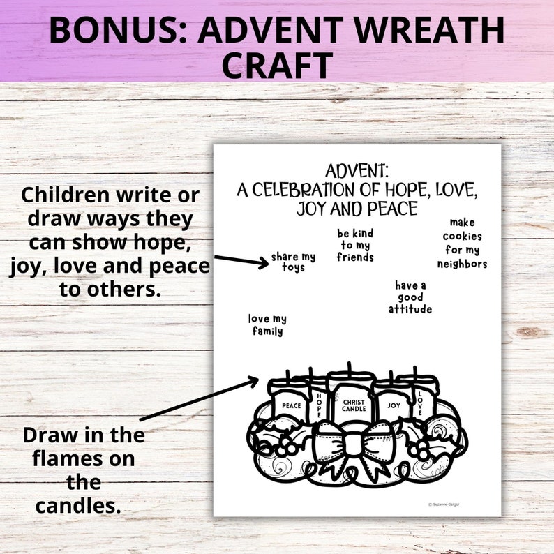 Advent Bible Lesson and Advent Wreath Coloring Christmas Craft Activity ...