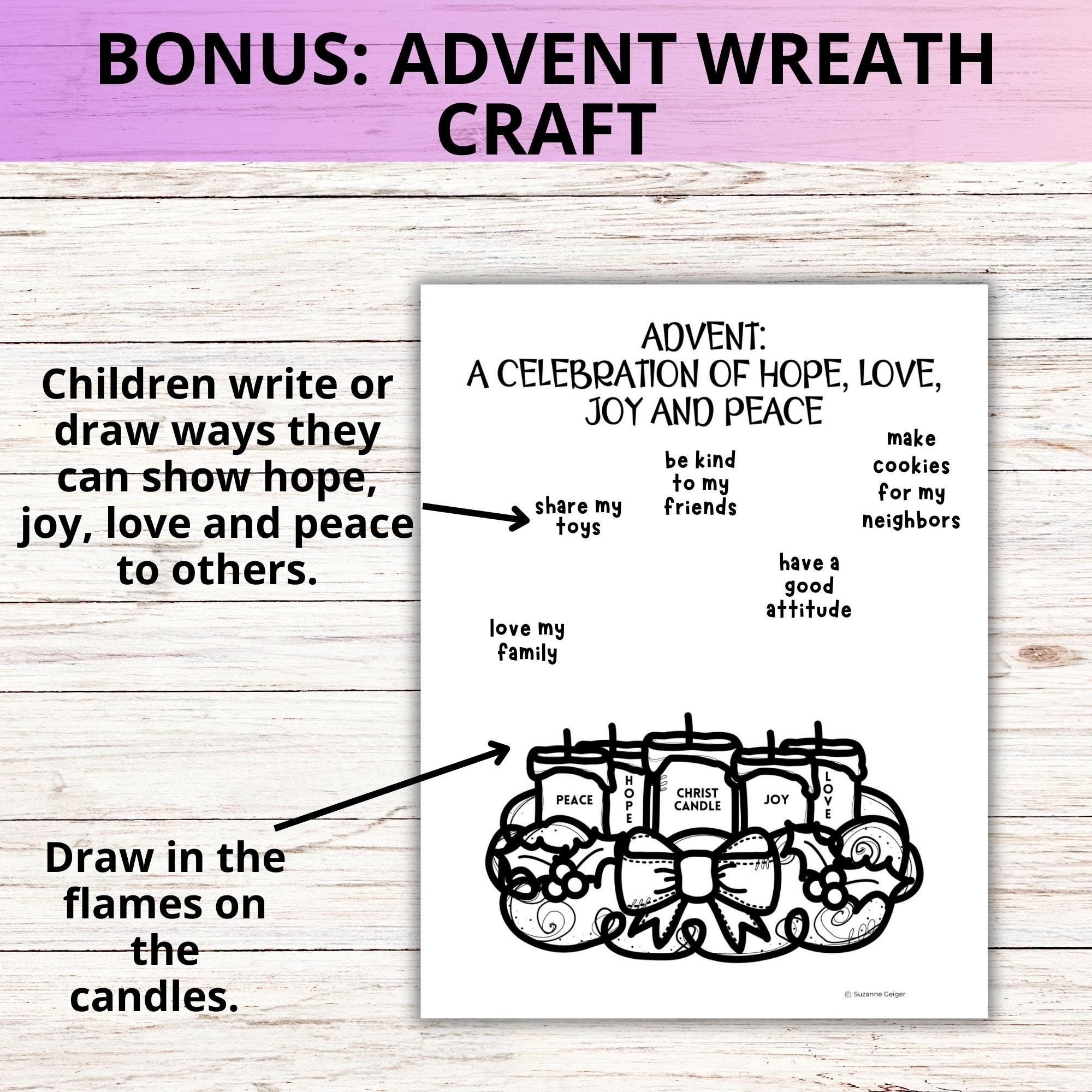 Advent Bible Lesson and Advent Wreath Coloring Christmas Craft Activity ...