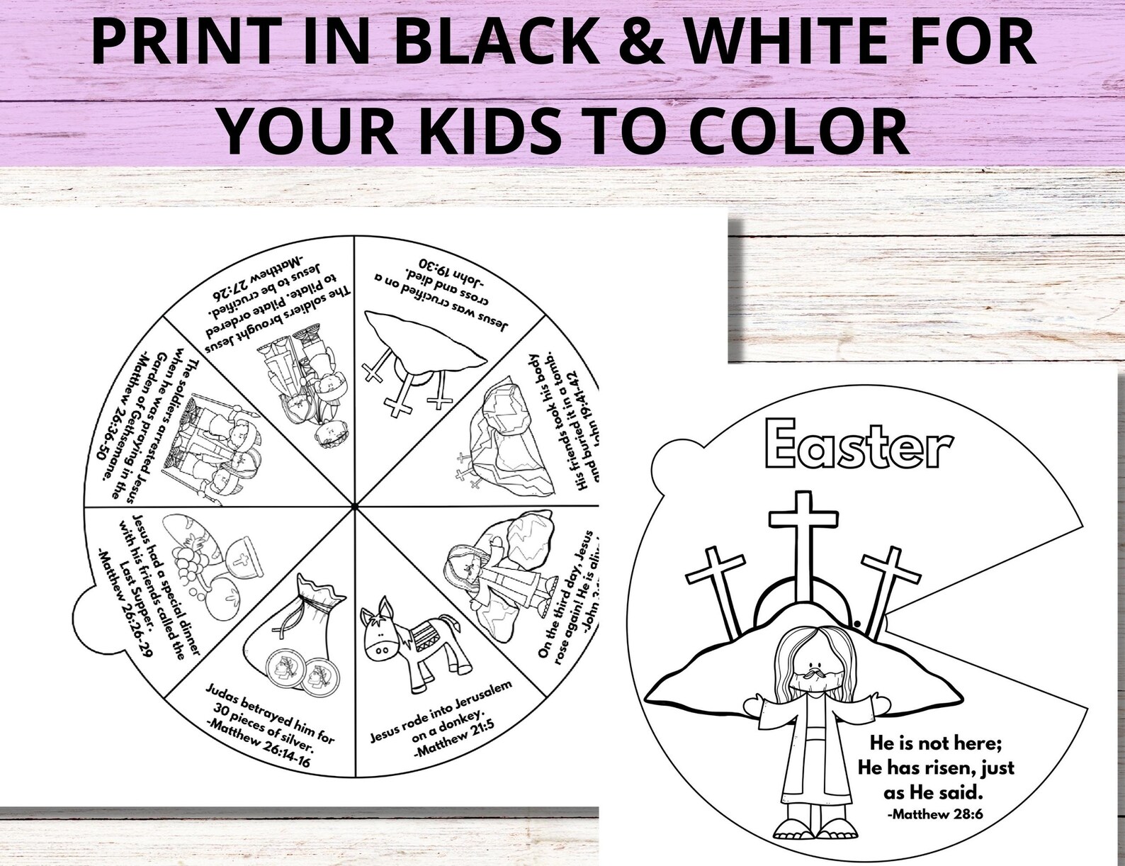 Easter Sunday School Craft, Easter Bible Story Coloring Wheel, Holy ...