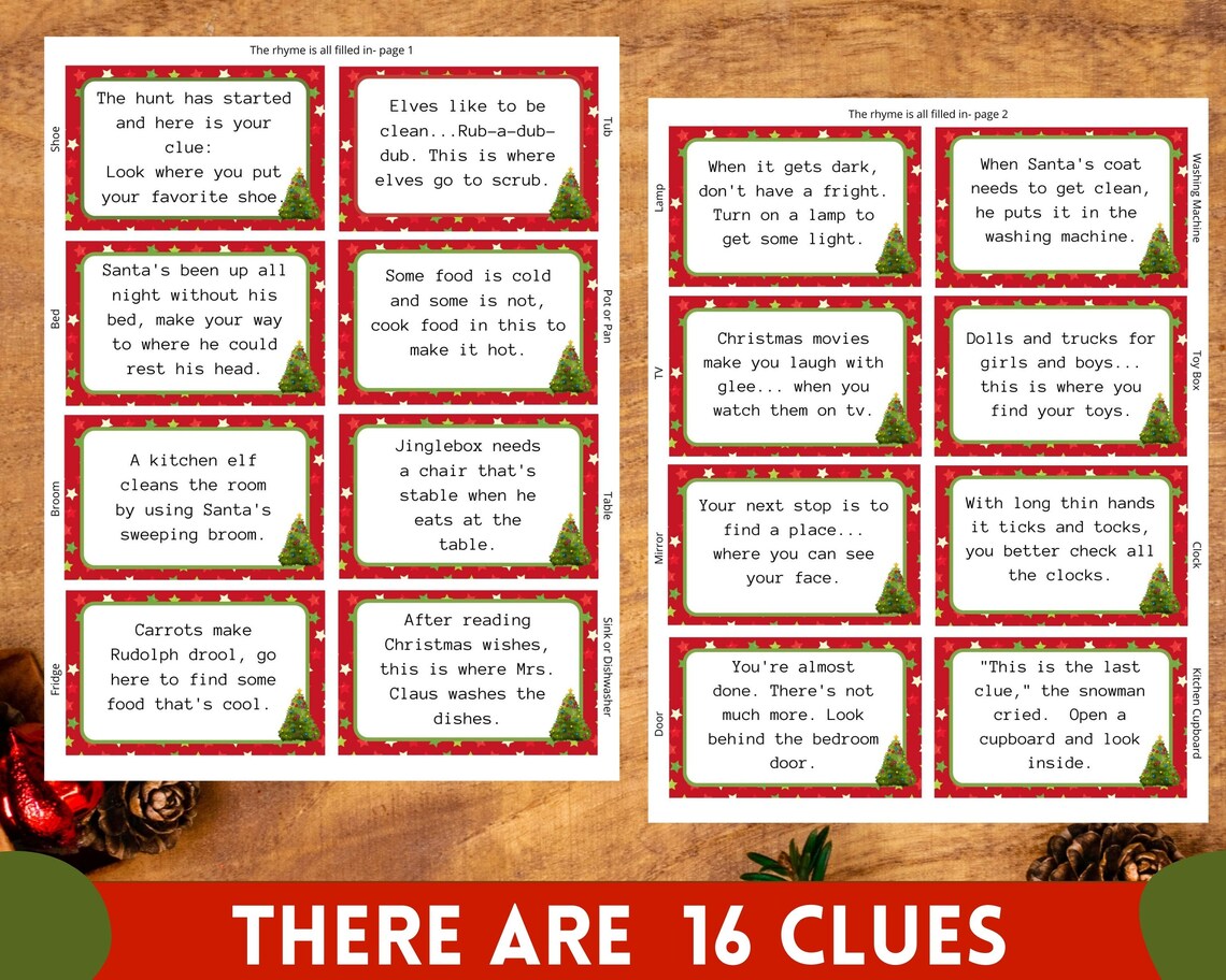 Santa Letter Indoor Christmas Scavenger Hunt for Kids, Printable ...