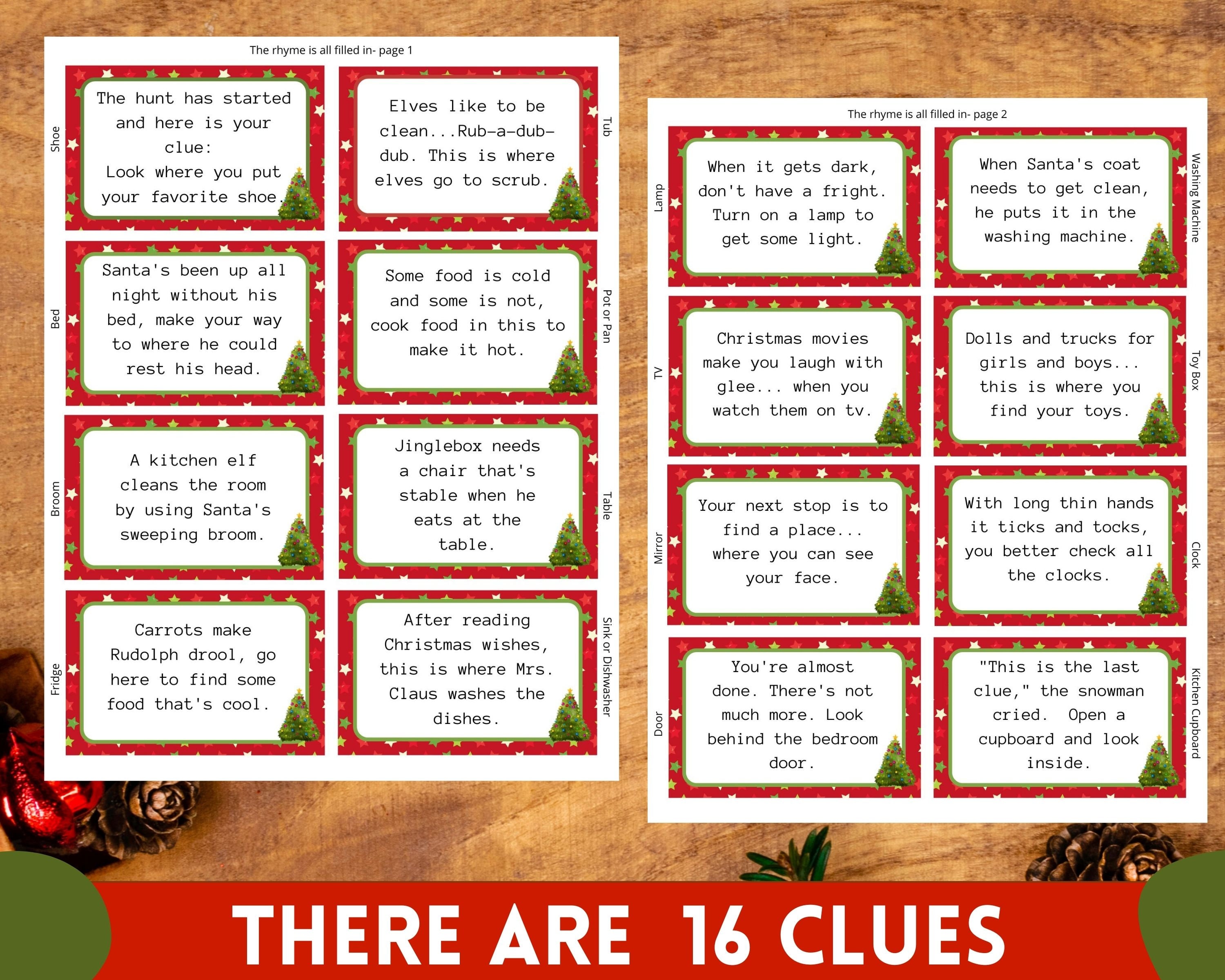 Santa Letter Indoor Christmas Scavenger Hunt for Kids, Printable ...