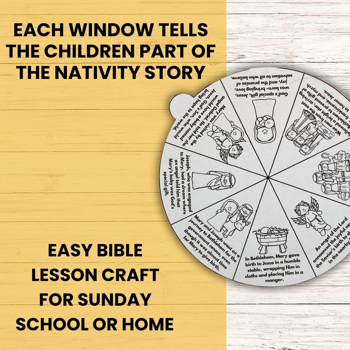 Nativity Story Bible Lesson and Coloring Bible Wheel Christmas Craft ...