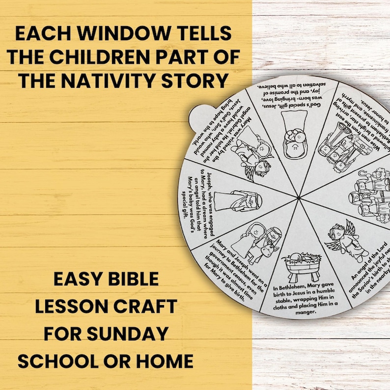 Nativity Story Bible Lesson and Coloring Bible Wheel Christmas Craft ...