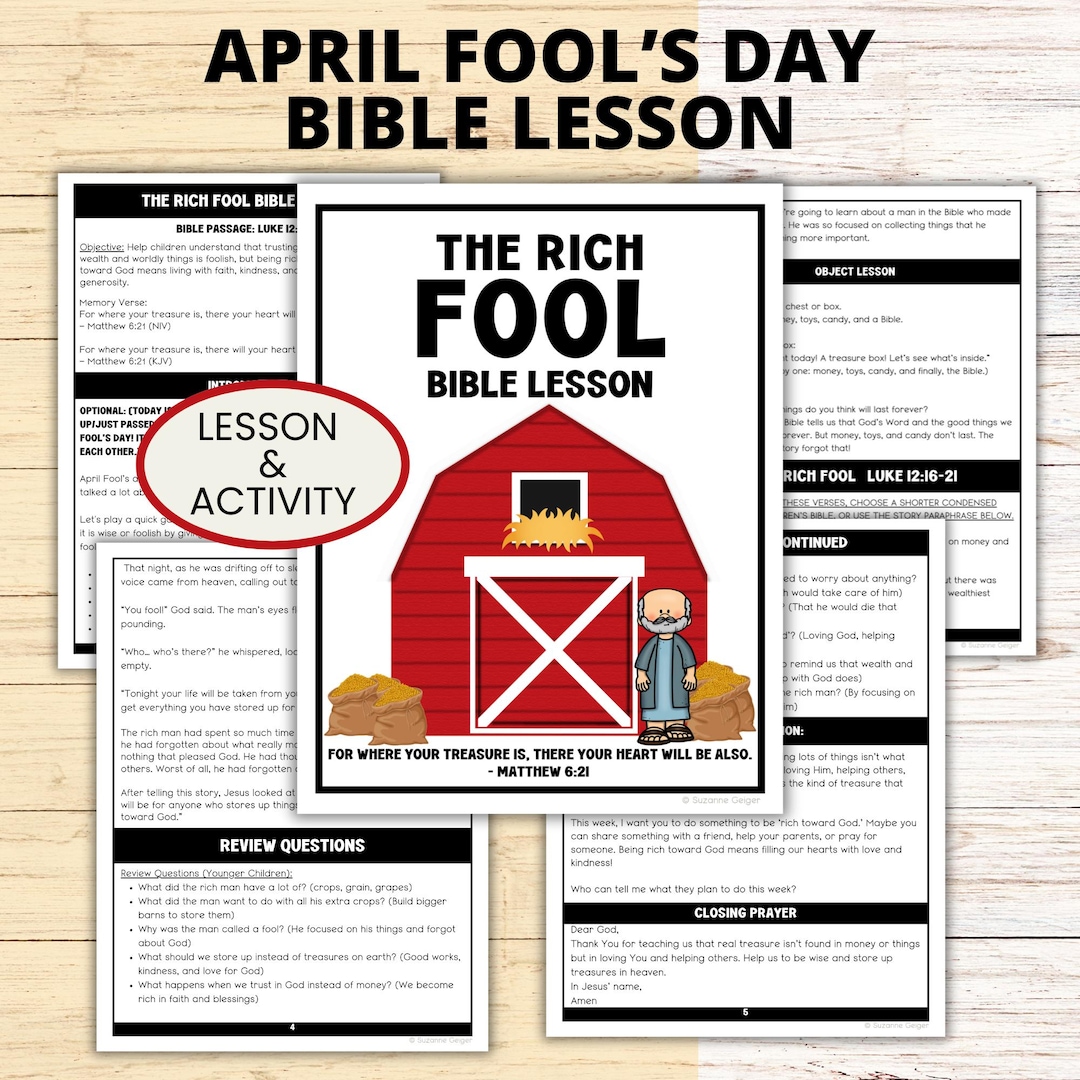 Parable of the Rich Fool Bible Lesson Craft Activity for Kids, April ...