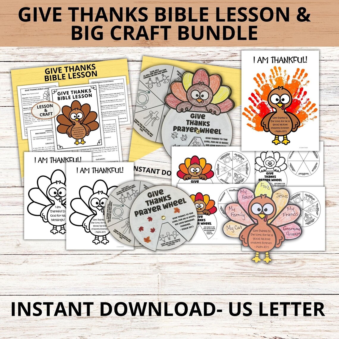 Give Thanks Thanksgiving Sunday School Lesson for Kids Bundle, Thankful ...