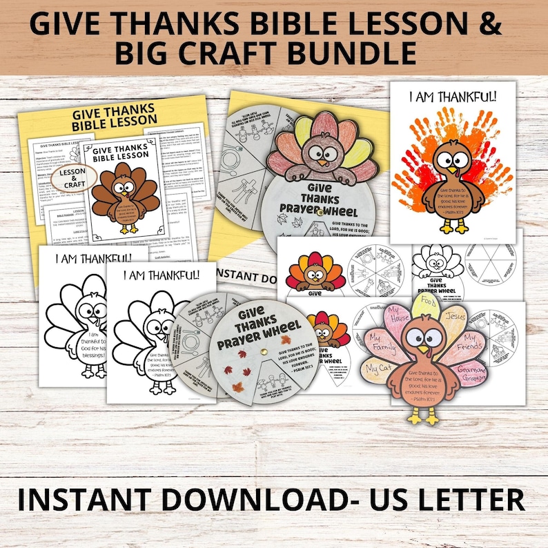 Give Thanks Thanksgiving Sunday School Lesson for Kids Bundle, Thankful ...