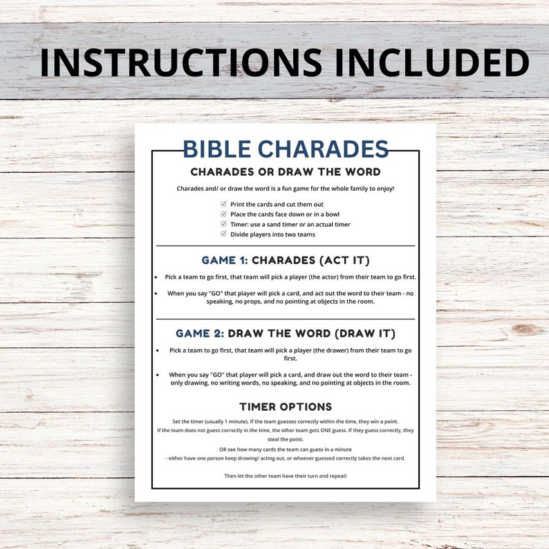 New Testament Bible Charades Game, Bible Game for Kids and Adults ...