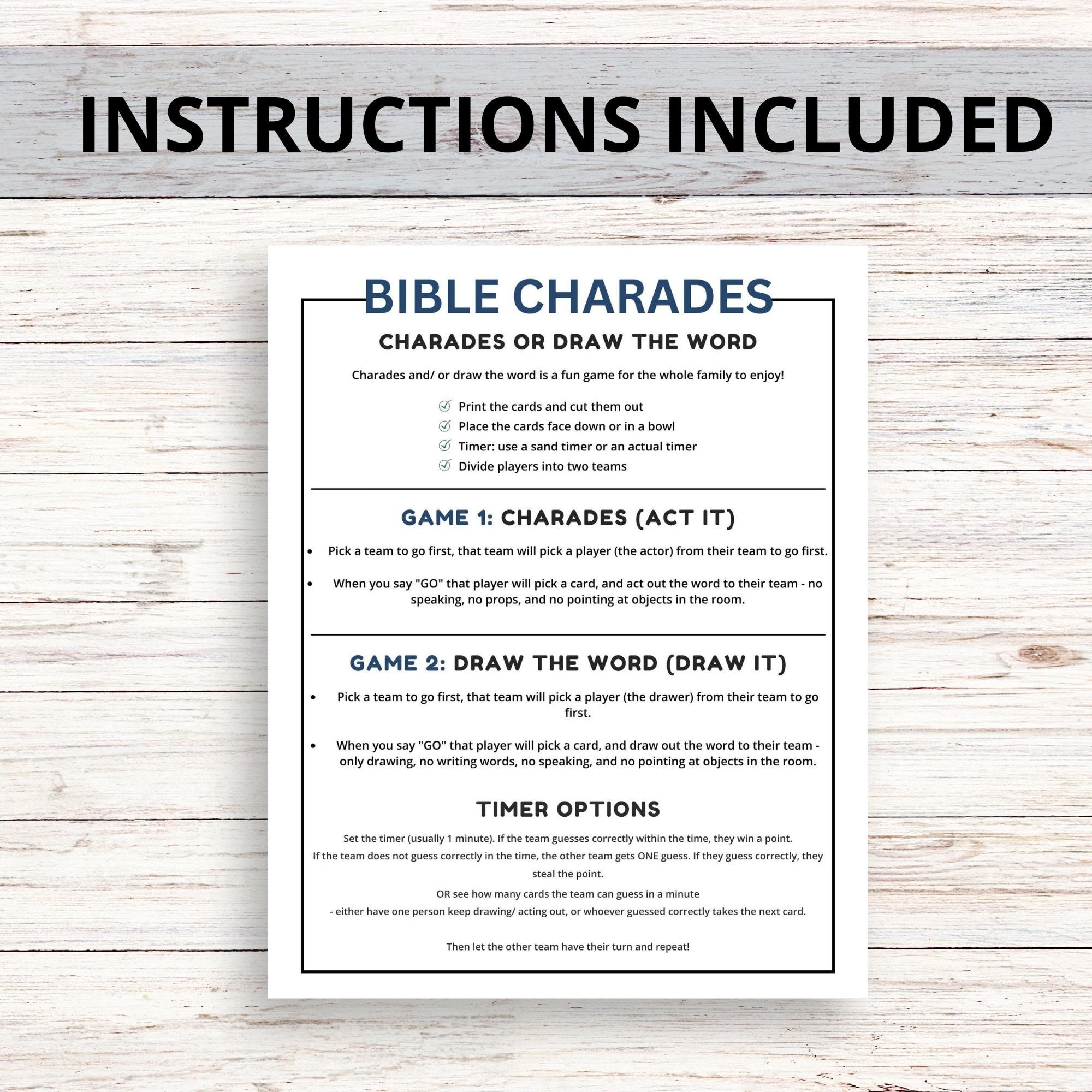 New Testament Bible Charades Game, Bible Game for Kids and Adults ...