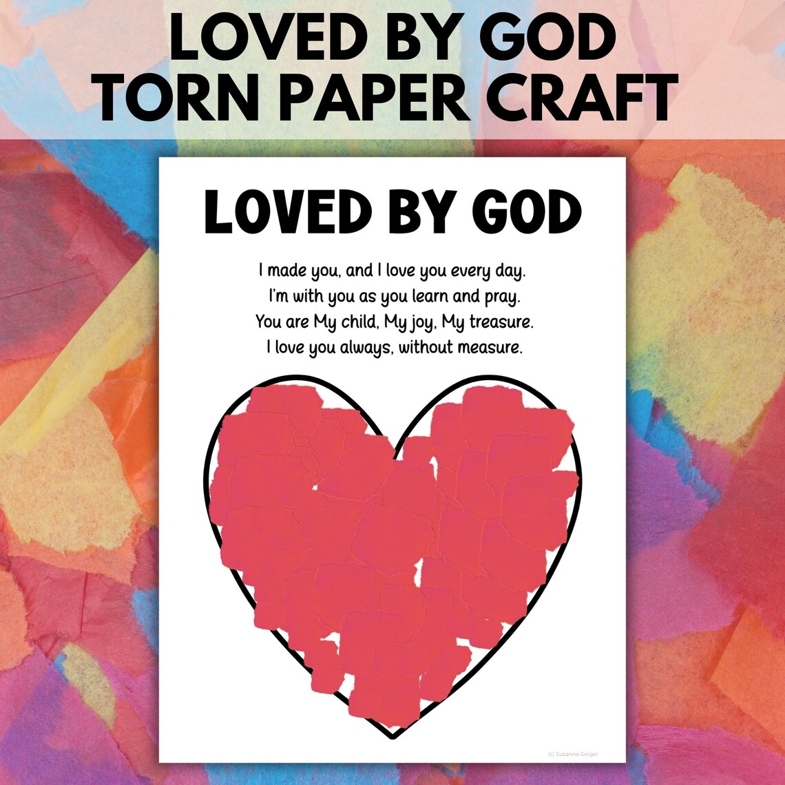 Loved by God Torn Paper Bible Craft, Valentine God Loves Me Preschool ...