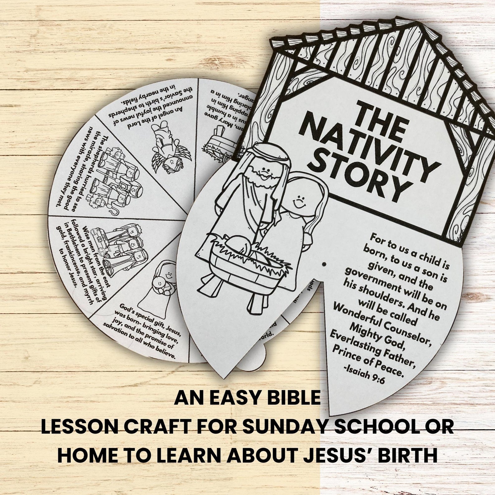 The Nativity Story Coloring Wheel Craft Printable for Kids, Christmas ...