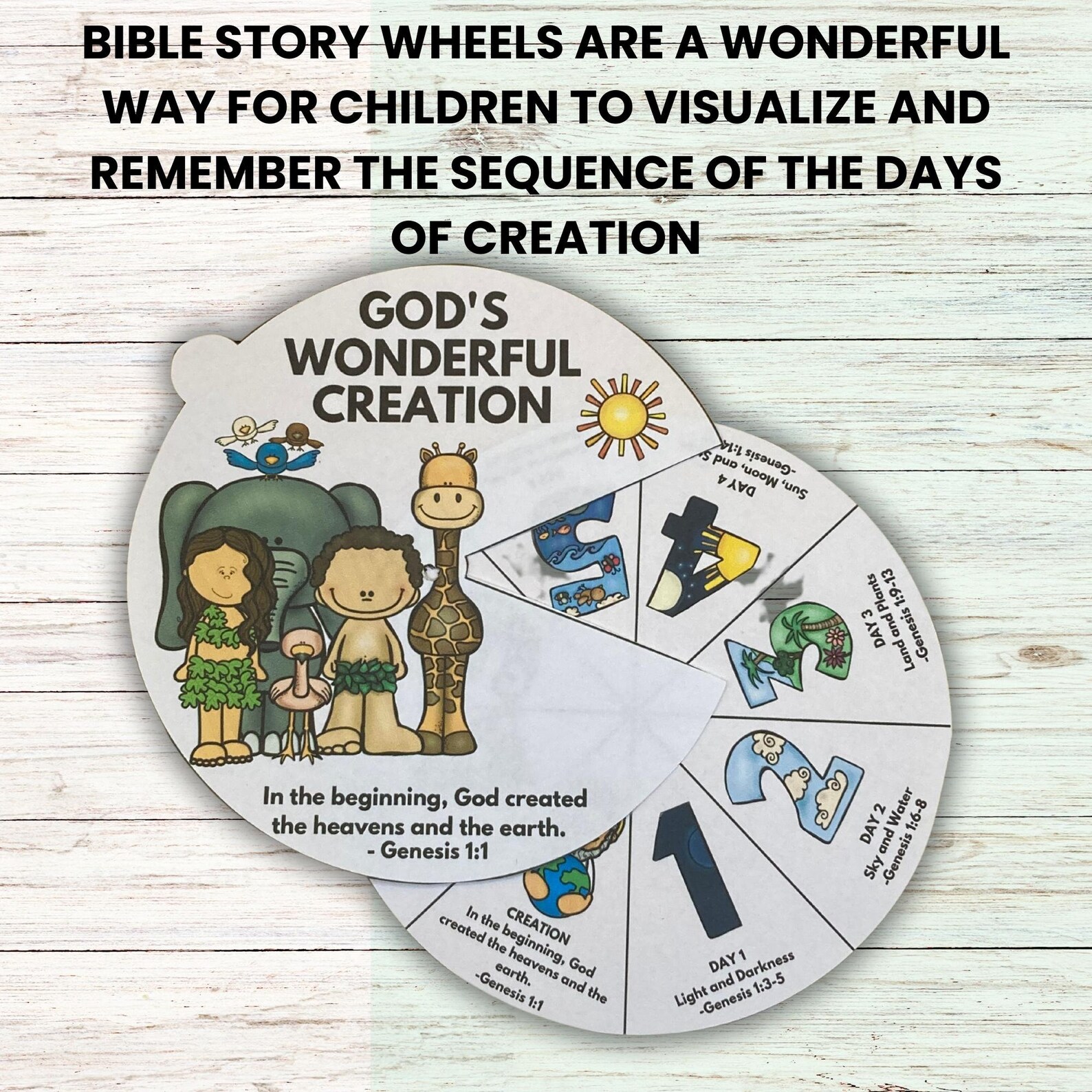 Days of Creation Bible Spinner Wheel Sunday School Craft Printable ...