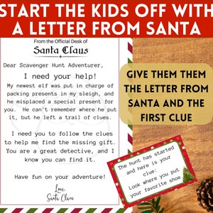 Santa Letter Indoor Christmas Scavenger Hunt for Kids, Printable ...