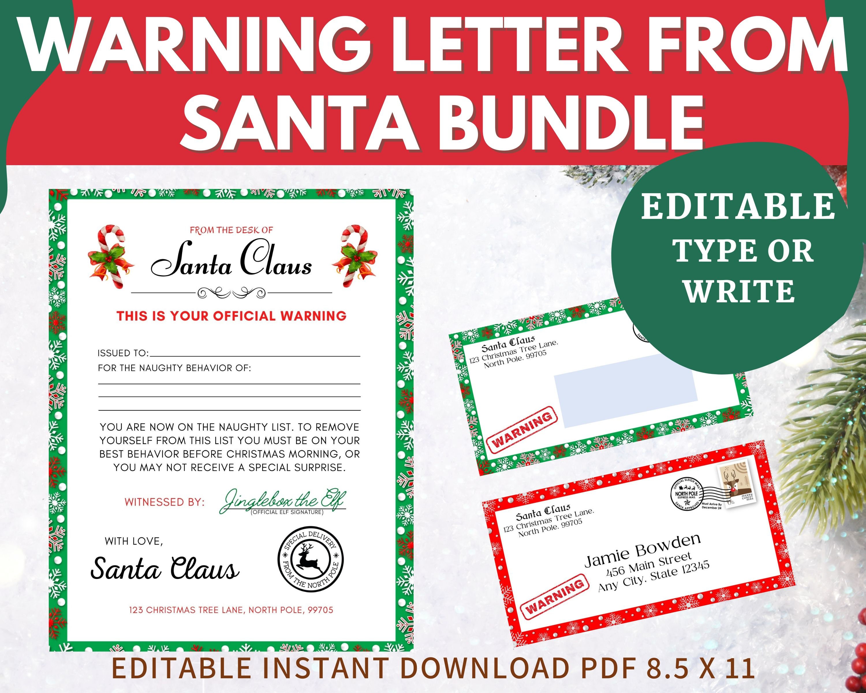Christmas Letters From Santa Bundle, Editable Santa Naughty and Nice ...