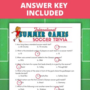 Soccer Trivia Game, Soccer Summer Games 2024, Club Soccer Printable ...