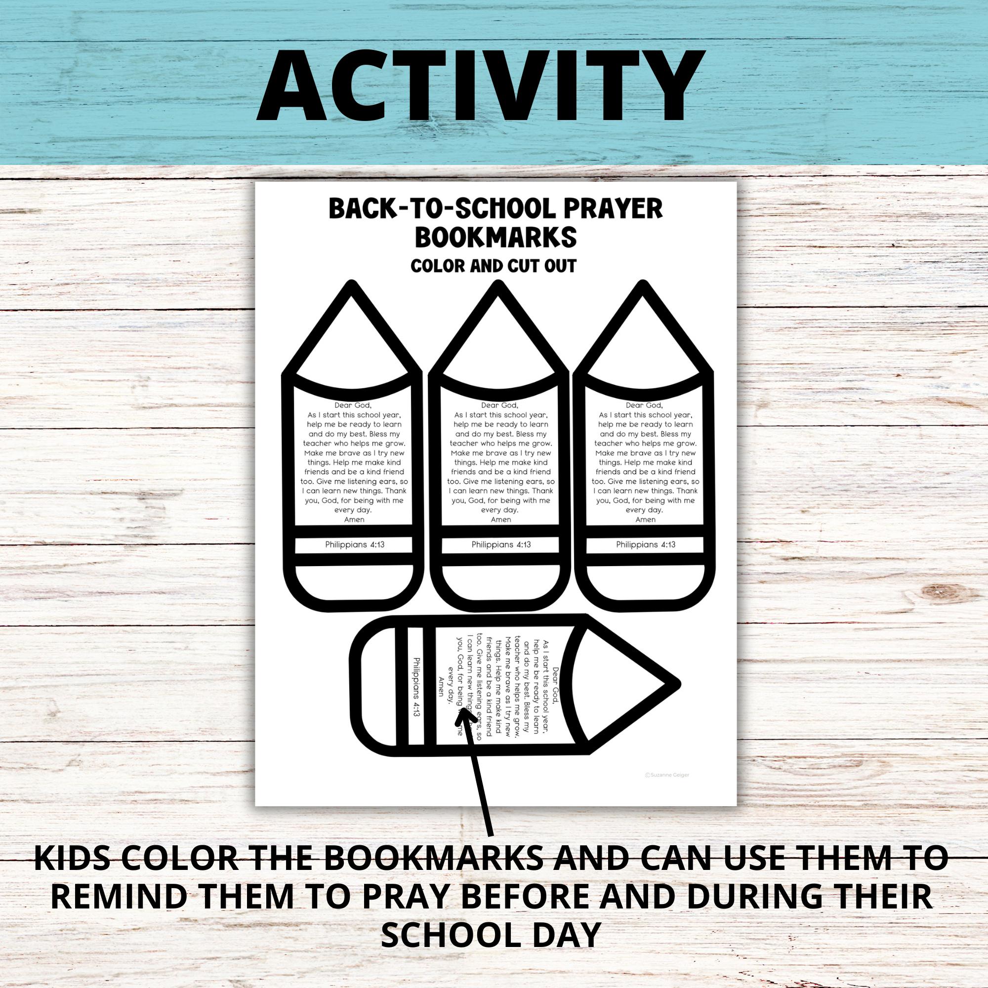 Back to School Prayer Bible Lesson Sunday School Activity, Children's ...
