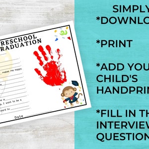 Last Day of Preschool Graduation Keepsake Handprint Art, Handprint ...