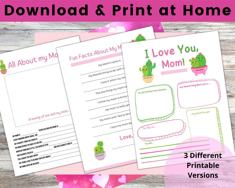 All About Mom Fun Facts Mother's Day Questionnaire fill in the Blank ...