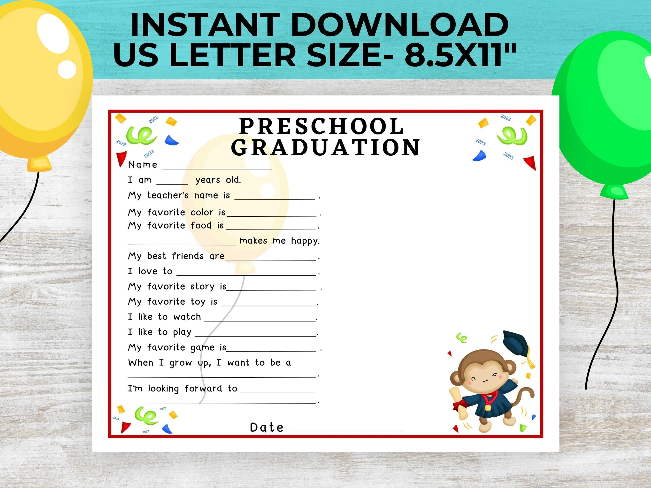 Last Day of Preschool Graduation Keepsake Handprint Art, Handprint ...