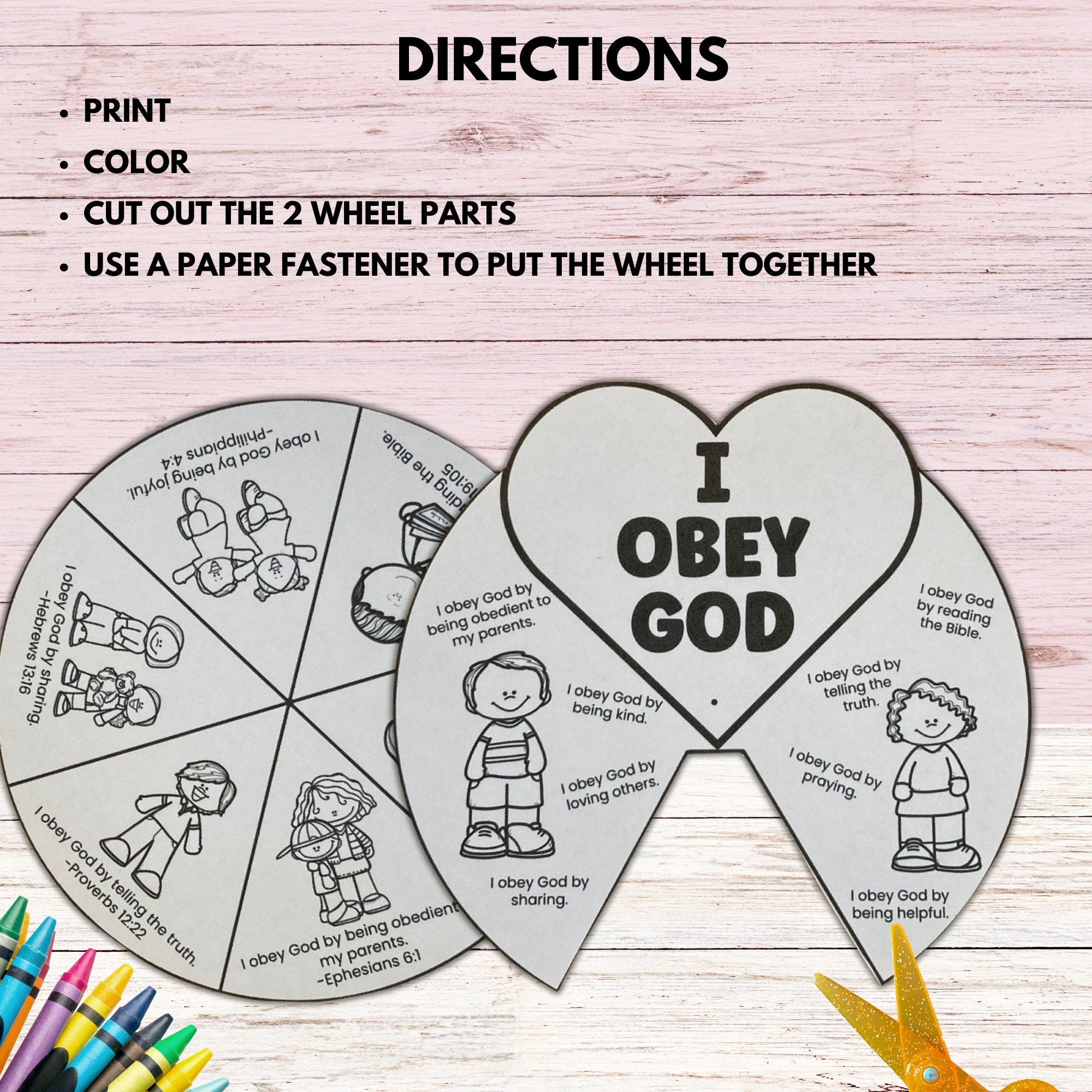 I Obey God Bible Wheel Craft Lesson, Obey God Bible Lesson Craft for Children's Church, Sunday ...