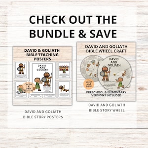 David and Goliath Bible Lesson Teaching Posters and Coloring, Sunday ...